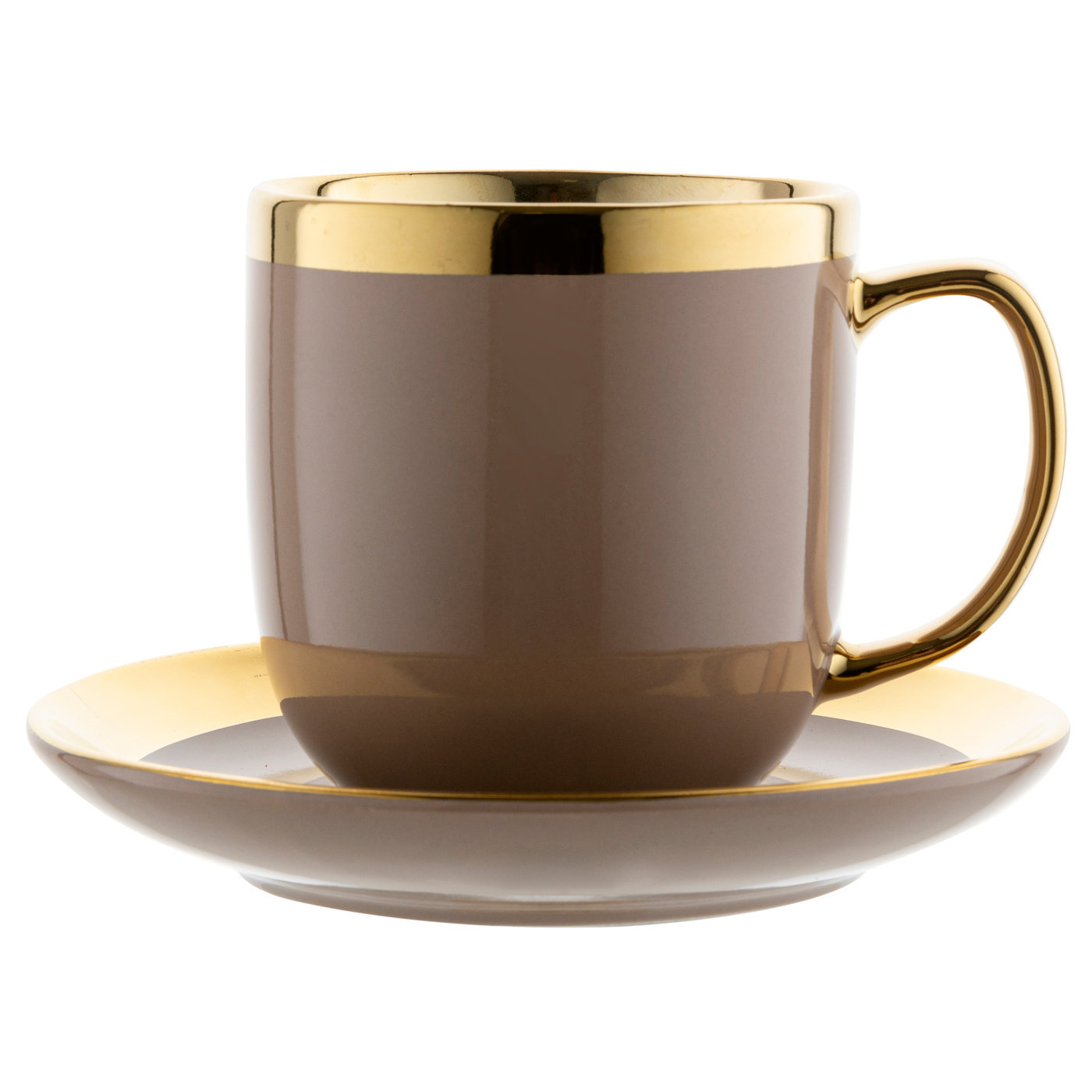 Filiżanka ze spodkiem Florina Berlotti 320 ml brązowo-złota - Florina.pl